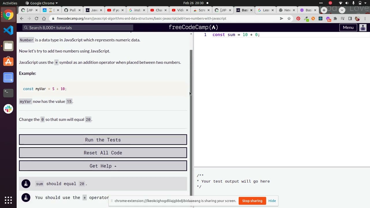 Lesson 11 | Basic JavaScript | Add Two Numbers with JavaScript