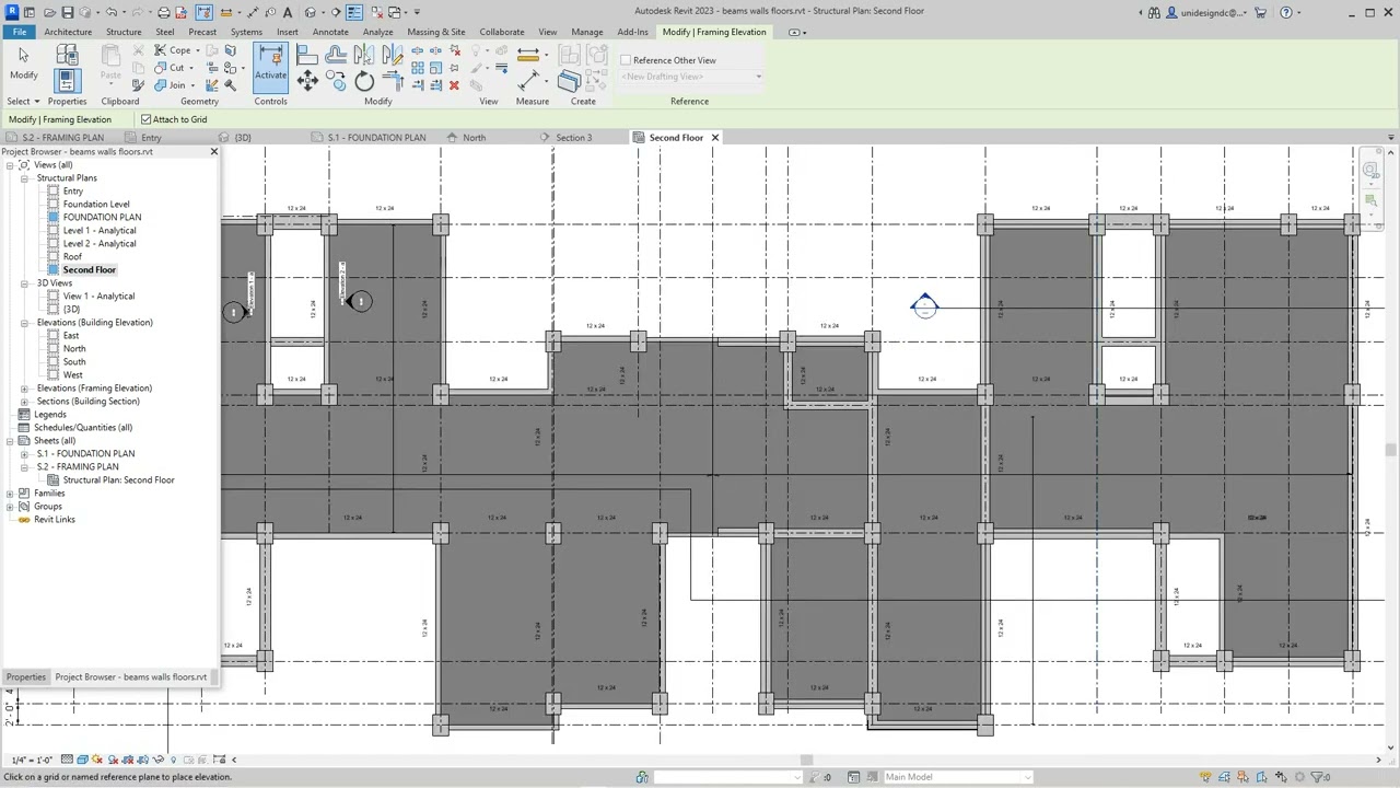 Revit Structure Section Views and framing Elevations