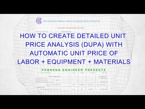 DUPA Estimate with Automatic Price Generation using Excel