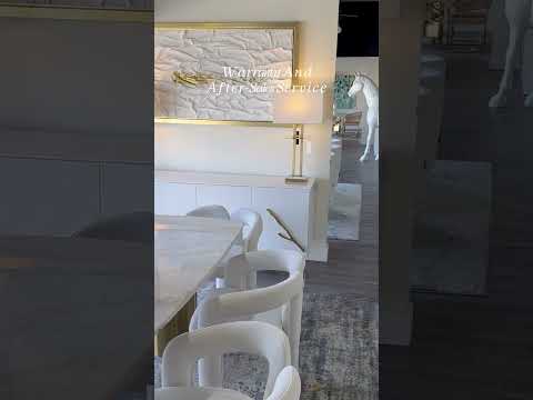 Make a statement: White Marble and Brush Gold Dining