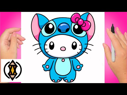 How To Draw Hello Kitty Dressed As Stitch | Cute Drawing Tutorial
