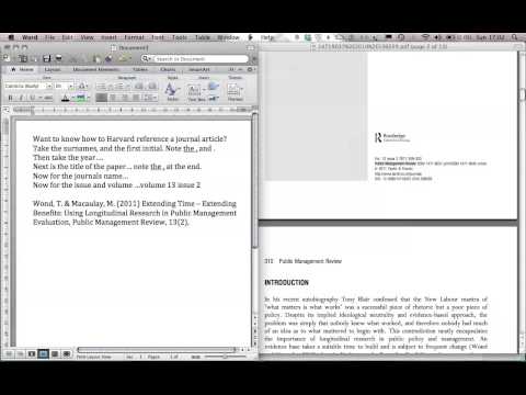 Referencing from a Journal Article (Harvard)