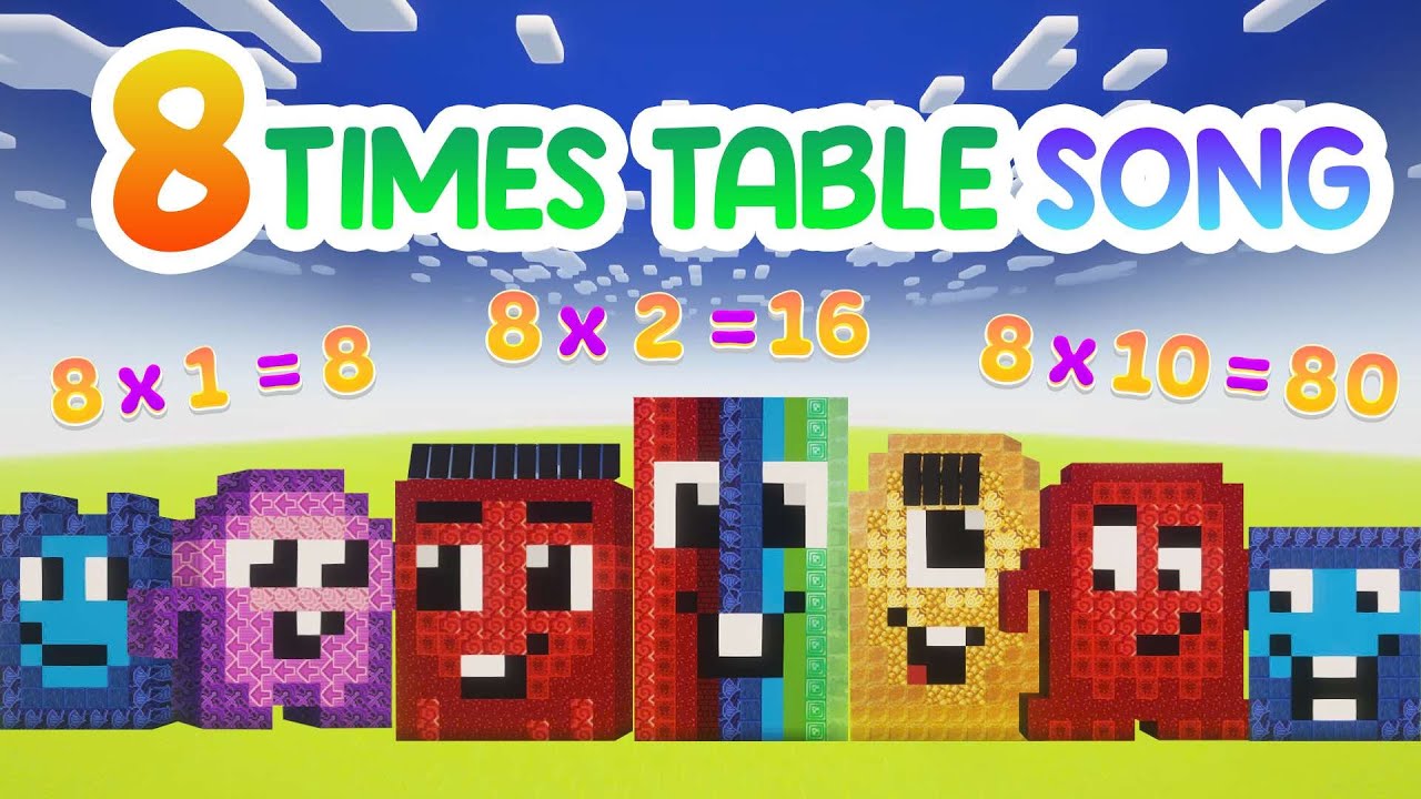 8 Times Table Song | Minecraft Numberblocks Math Songs | Fun Counting Songs for Kids