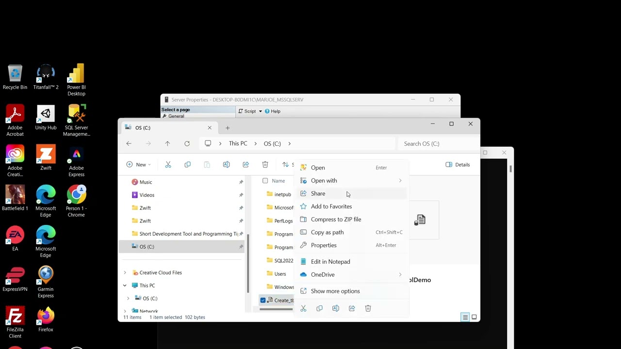 Creating a Table in SQL Server using sqlcmd