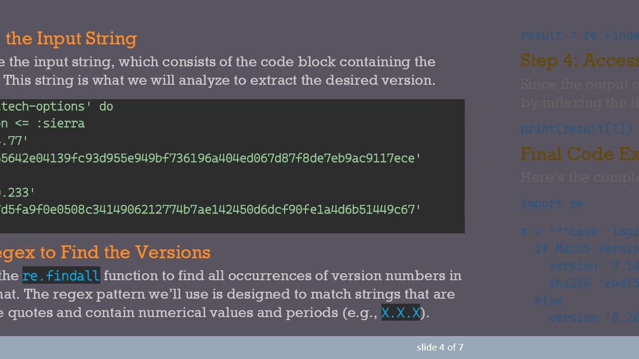 Extracting the Python Regex for Version Numbers in Code Blocks