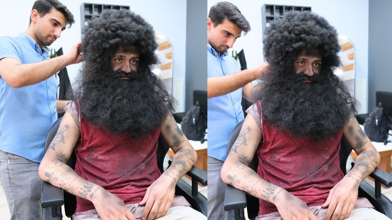 'VERY LONG BEARD! Homeless man became a model / amazing transformation