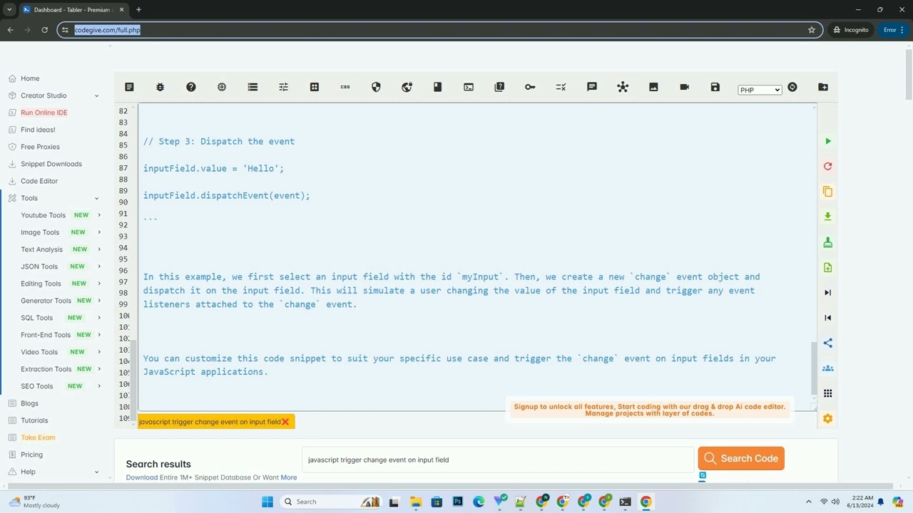javascript trigger change event on input field