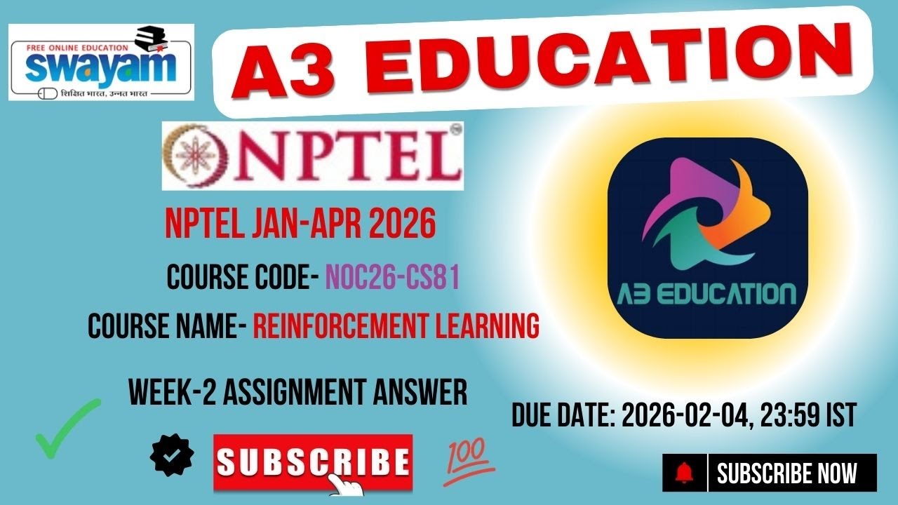 NPTEL Reinforcement Learning Week 2 Assignment Answers | noc26-cs81