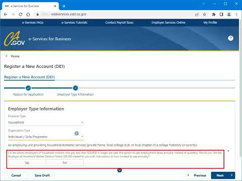 Register for a California Household Employer Payroll Tax Account