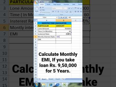 Monthly EMI Calculator ! #excel #short #viral #computer #EMI #training #skcomputer #computerclasses