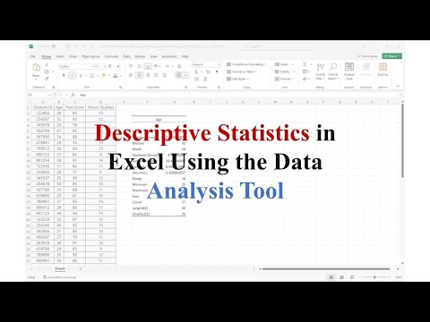 Excel Tutorial: How to Perform Descriptive Statistics in Microsoft Excel