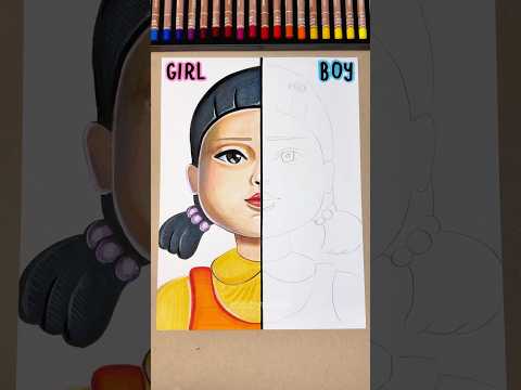 Drawing the SQUID GAME DOLL as the Girl Version!🪄 (PT 1) #art #drawing #shorts