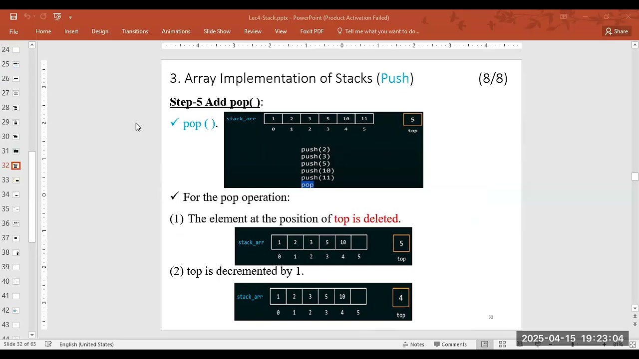 Array Implementation of Stacks and Apllications 2 - 4