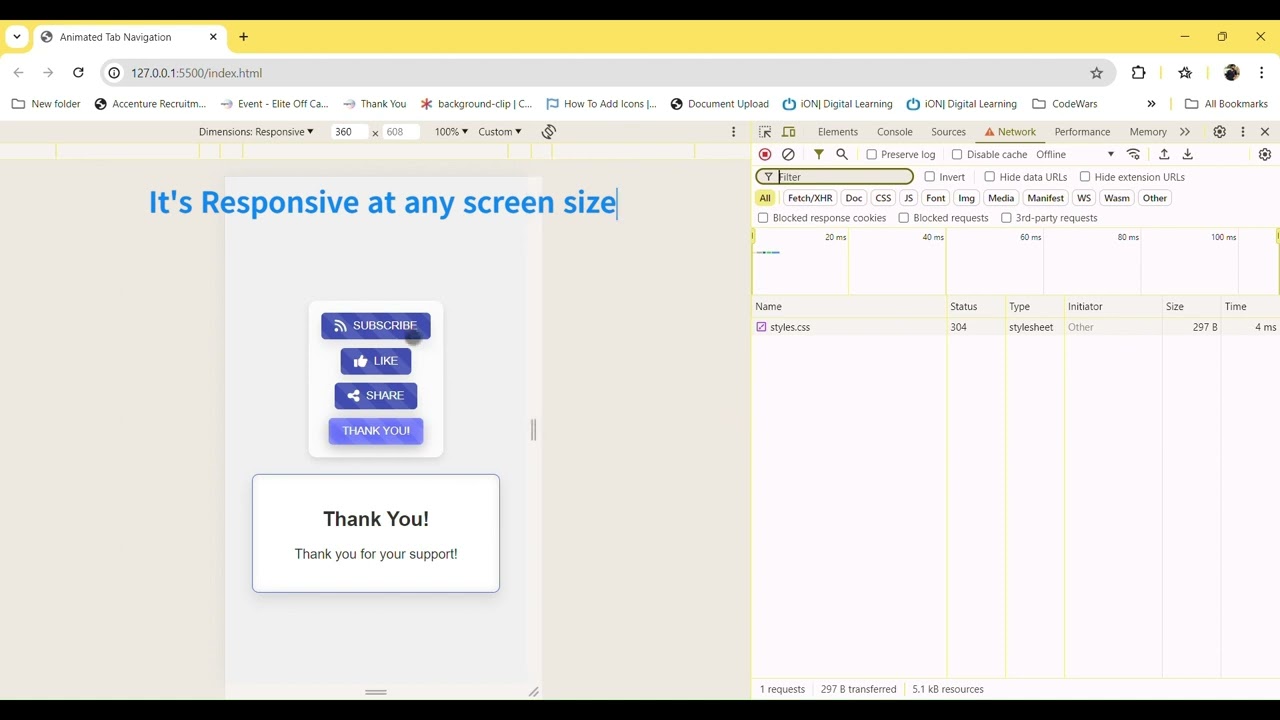 Animated Tab Navigation | HTML CSS Tutorial | Responsive Tabs Demo