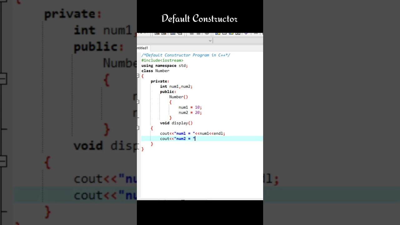 Default Constructor Program in C++ | #shorts | #learnprogramming