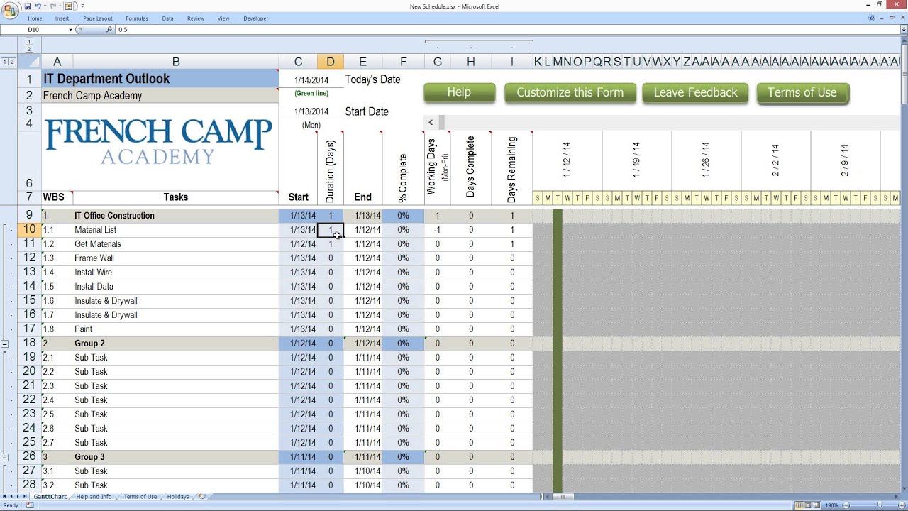 How to build a schedule with Excel from Construction Office Online