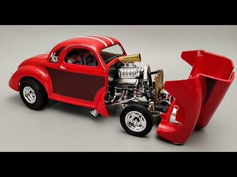 1940 Willys Gasser Supercharged V8 1/25 Scale Model Kit Build How To Assemble Paint Decal Coca Cola