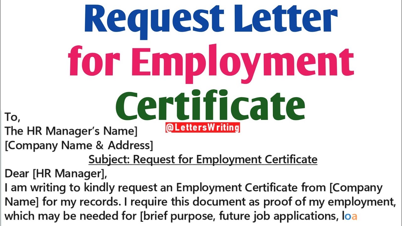 Letter for Employment Certificate | Employment Certificate Application | Letters Writing