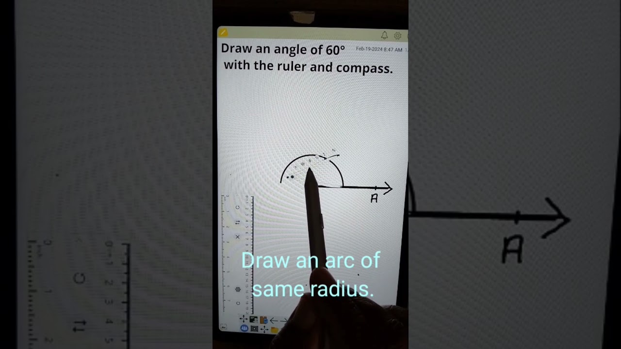 DRAW AN ANGLE OF 60° WITH RULER & COMPASS #math #geometry