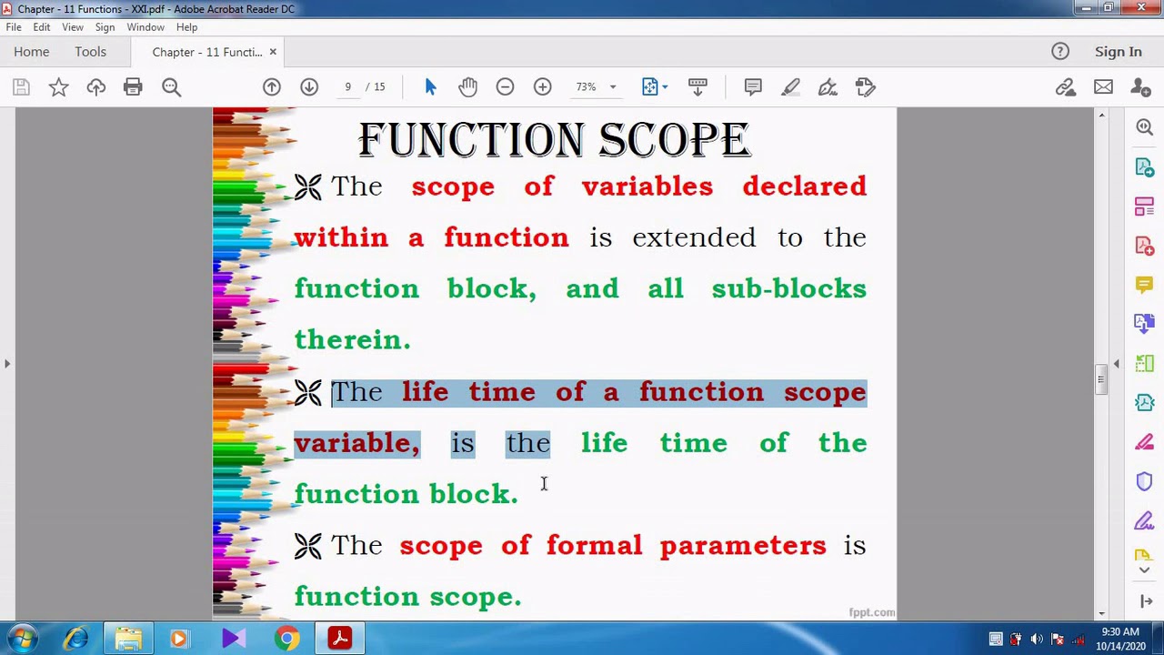 Scope Rules for Variables – Local, Function and File Scope.
