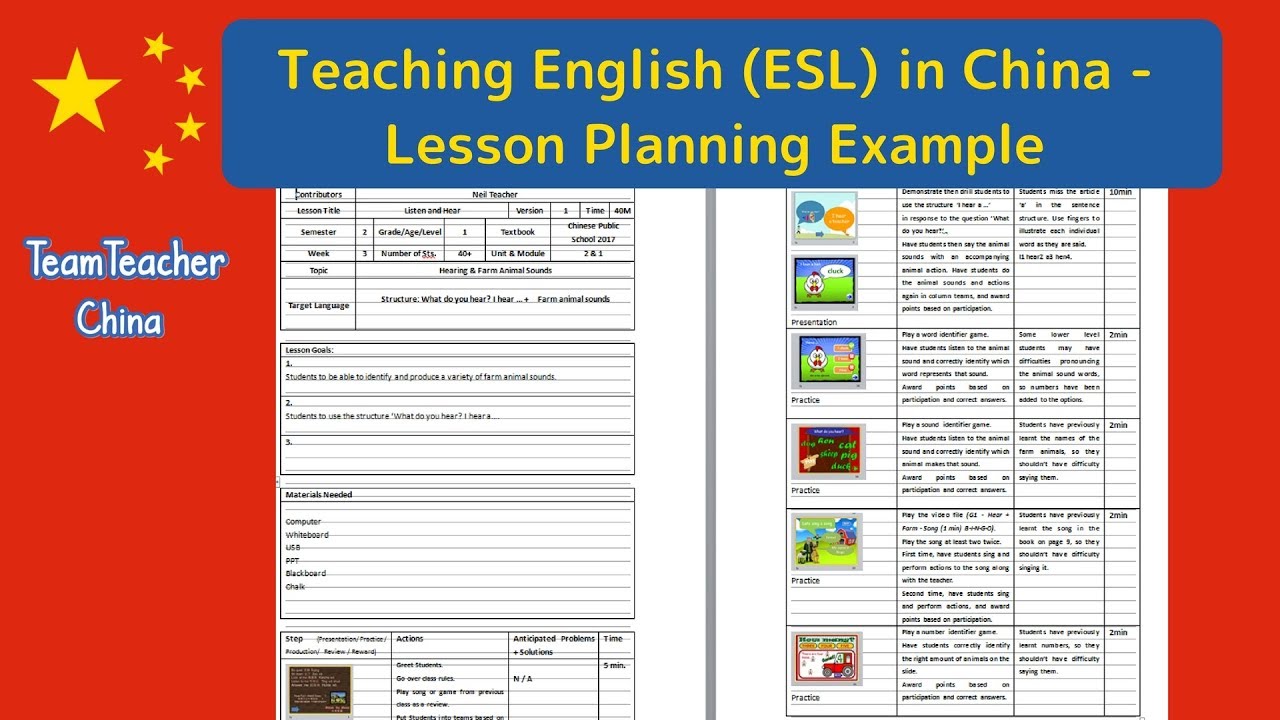 Example Lesson Plan for Chinese Public Schools: Lesson Planning China