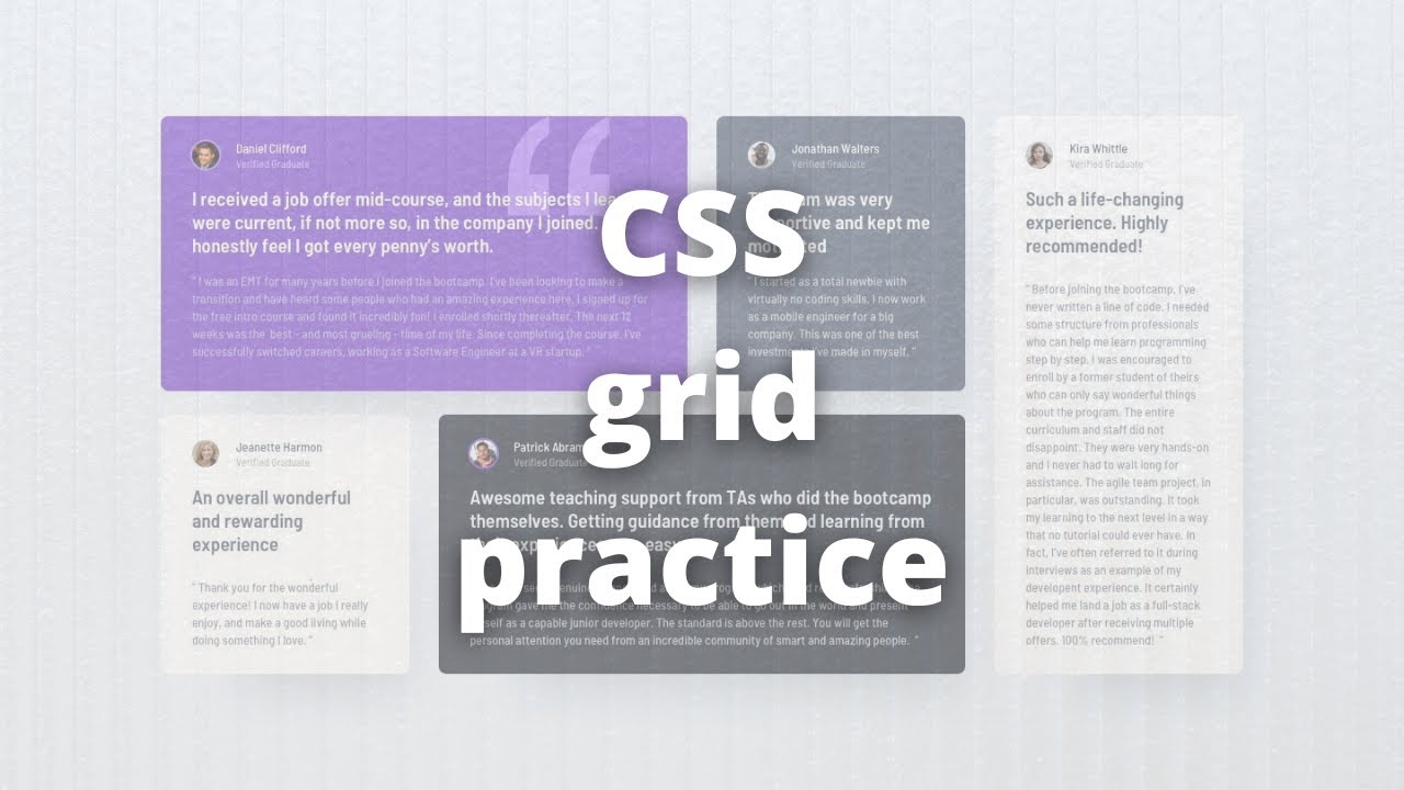 CSS grid practice | CSS grid testimonial project | CSS grid tutorial