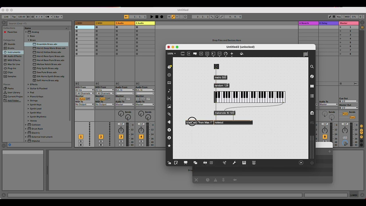 Max to Ableton - noteout MIDI