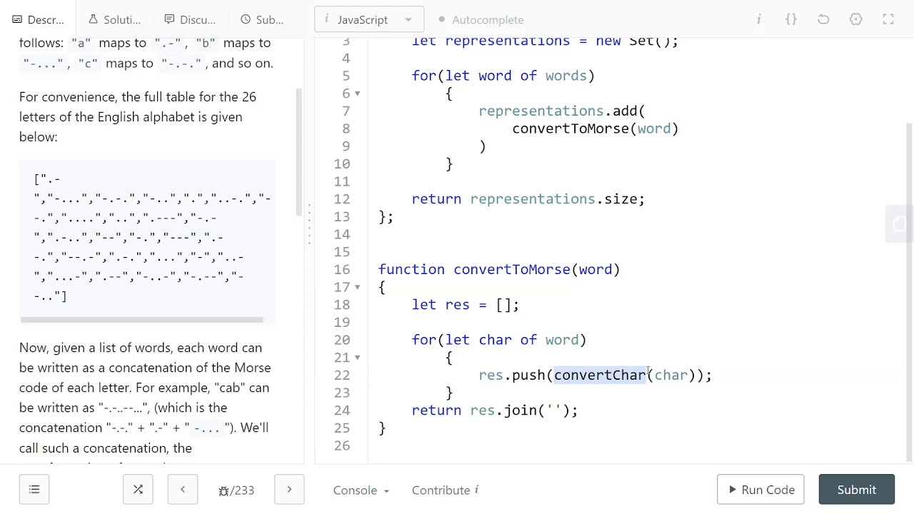 LeetCode 804. [easy] Unique Morse Code Words