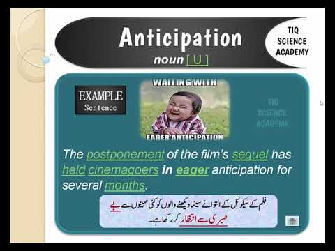 Anticipation - Meaning and Examples Sentences in Hindi/Urdu 2021