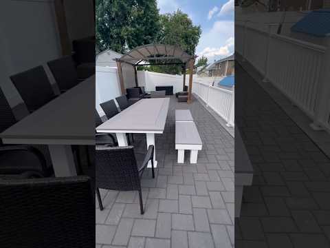 Trex decking benches build to match the table