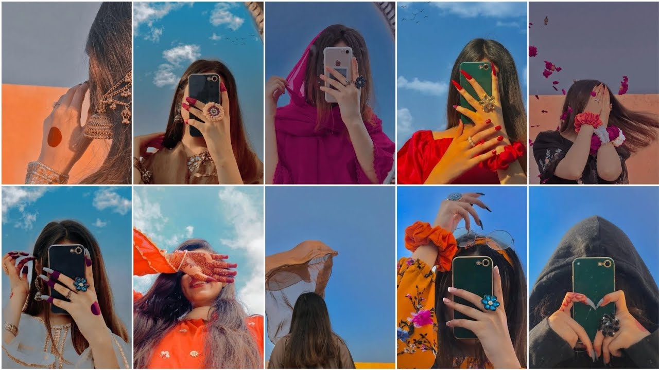 100+Hide🦋 Face dpz For Girl's || Aesthetic 🖤poses for girl's || Mirror poses🌈 with sky✨️ ||