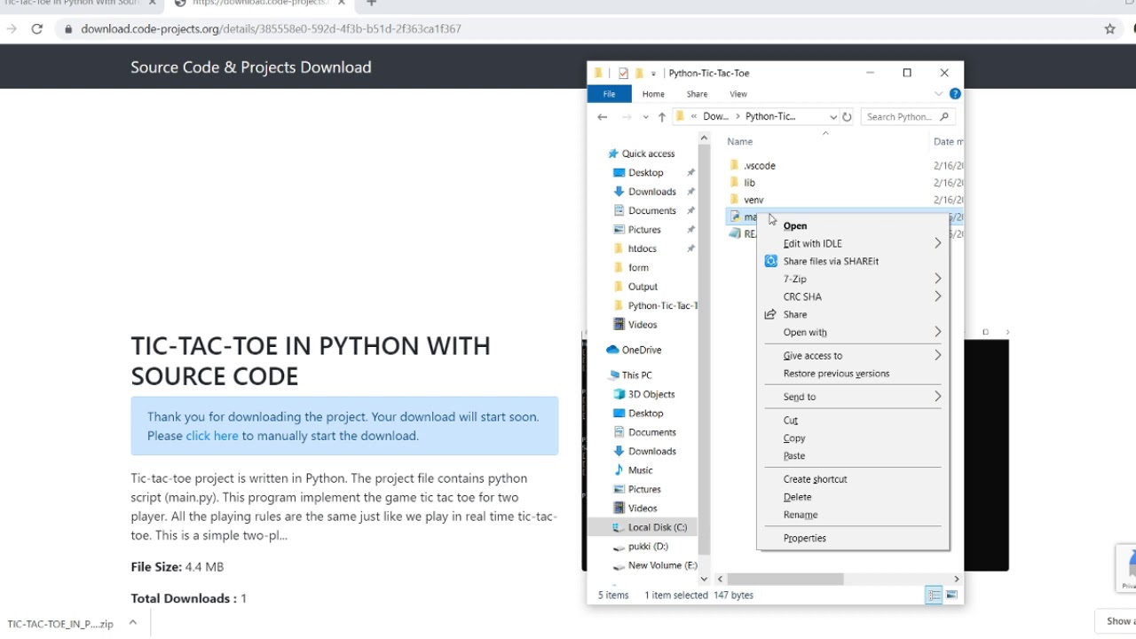 Tic-Tac-Toe In PYTHON With Source Code | Source Code & Projects