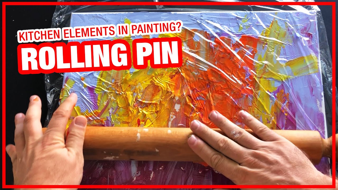 Rolling Pin Abstract Painting Demo / Day 014 / For Beginners / Daily Art Therapy