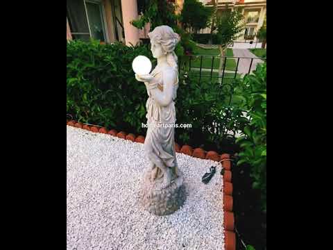 large lady statue lamp , indoor / outdoor , decorative fiberglas statue lighting by homeartparis