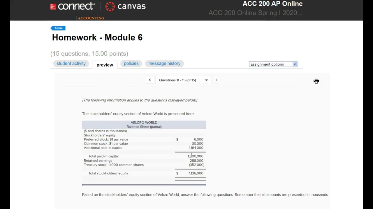 Stockholders' Equity Homework Problem
