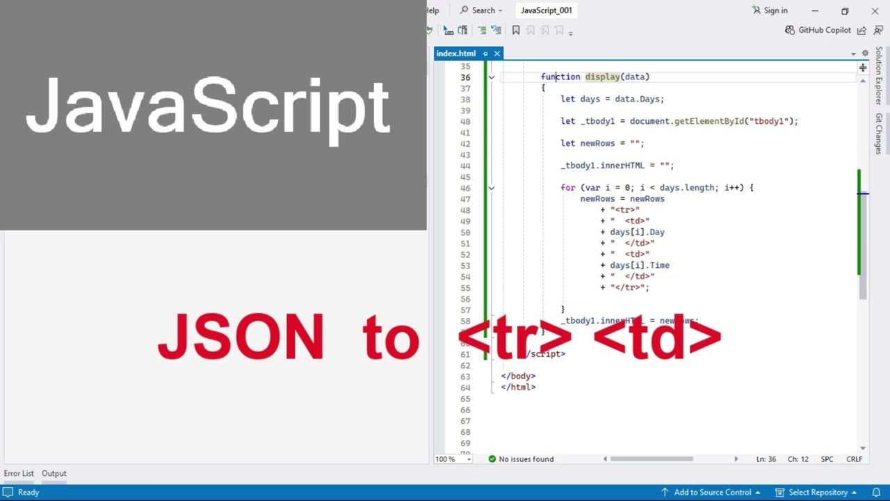 Add rows to a HTML Table from a JSON object using JavaScript