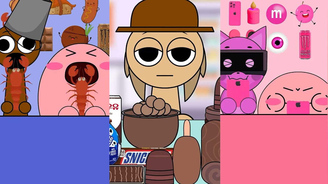 KIRBY VS INCREDIBOX SPRUNKI MUKBANG ANIMATION - RANDOM EMOTICON FOOD COMPLETE EDITION