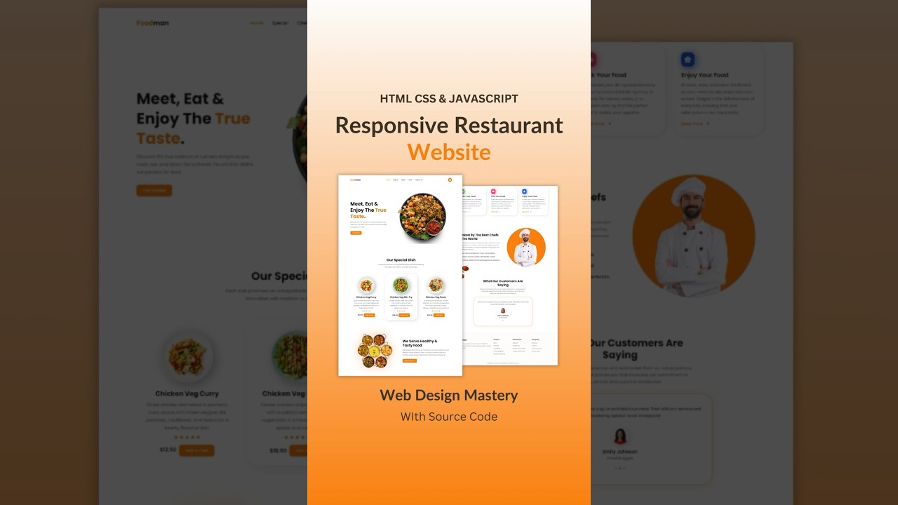Restaurant Landing Page Using HTML CSS & JavaScript  #coding #webdesign #webdevelop #htmlcsstutorial