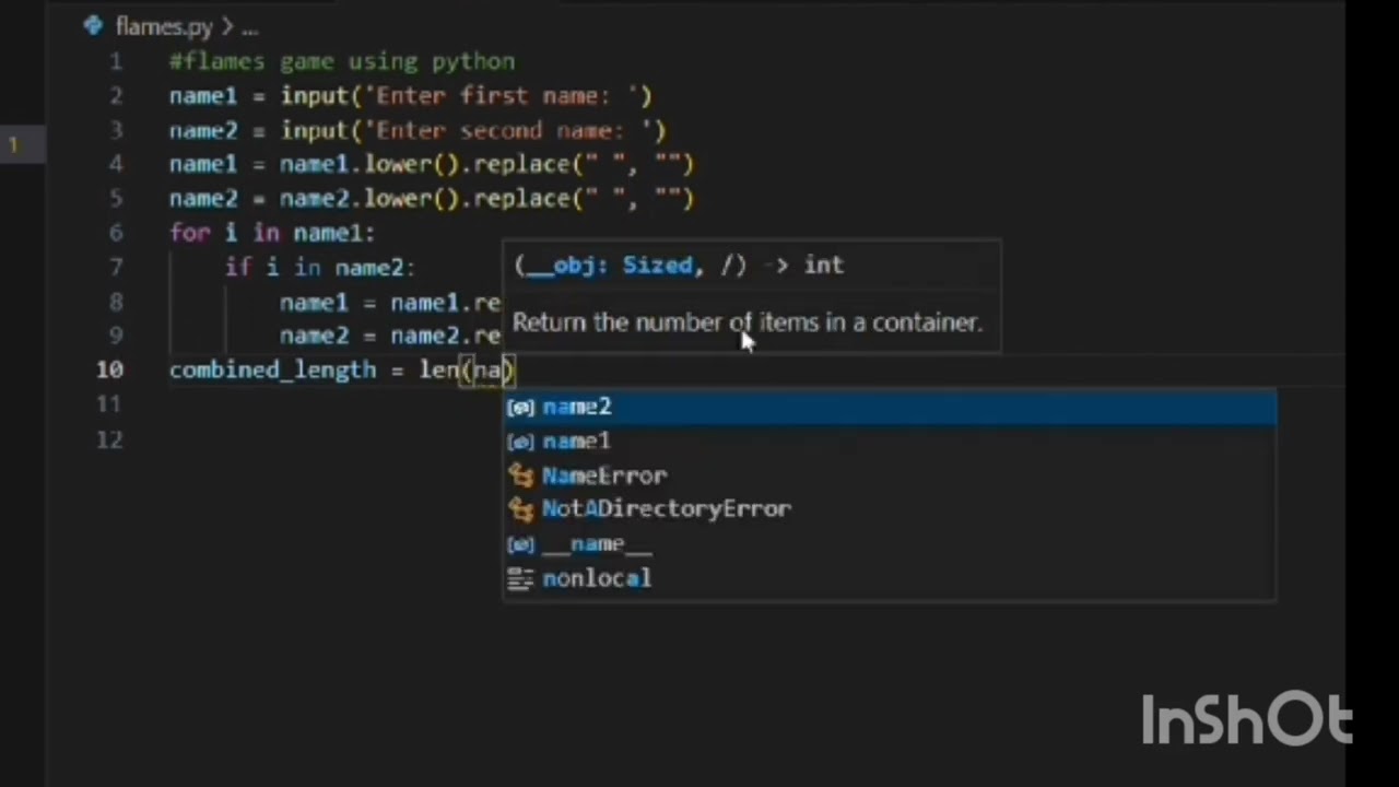 flames game using python #python #programming #flames