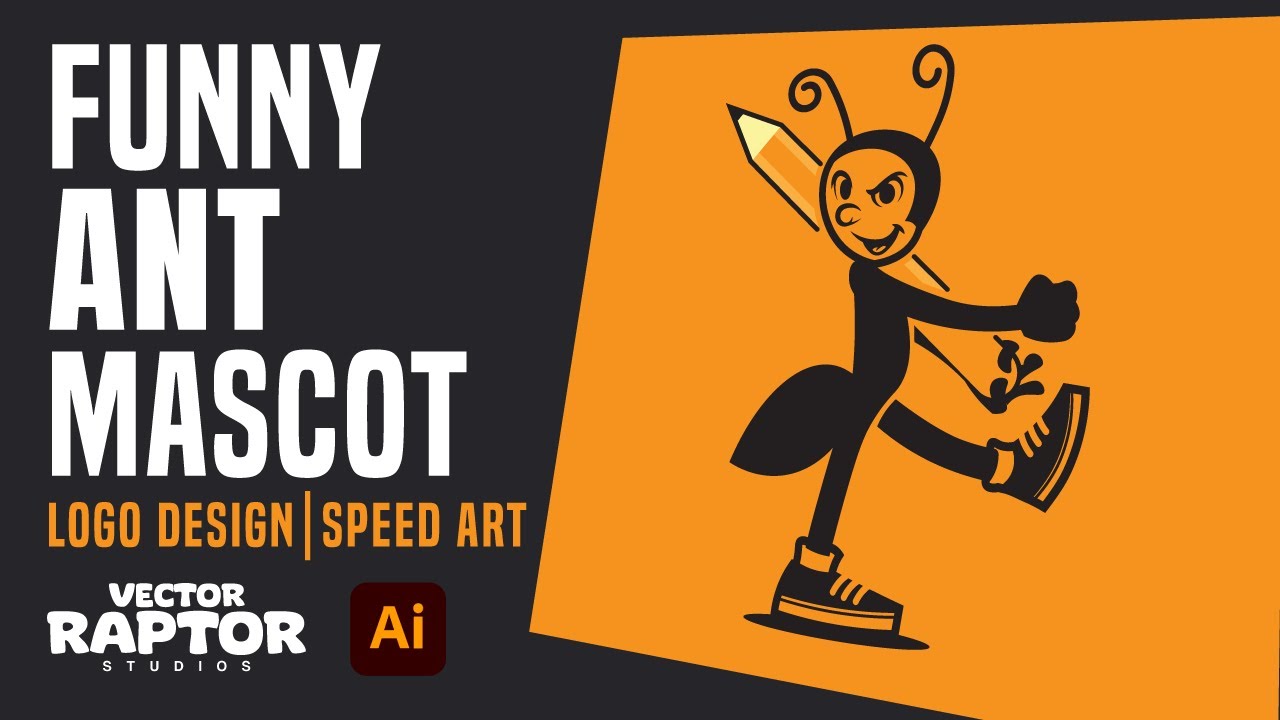 Funny Ant Mascot Logo Design | Vector Speed Art in Illustrator