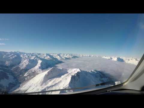 Cockpit view, approach and landing, Innsbruck Austria