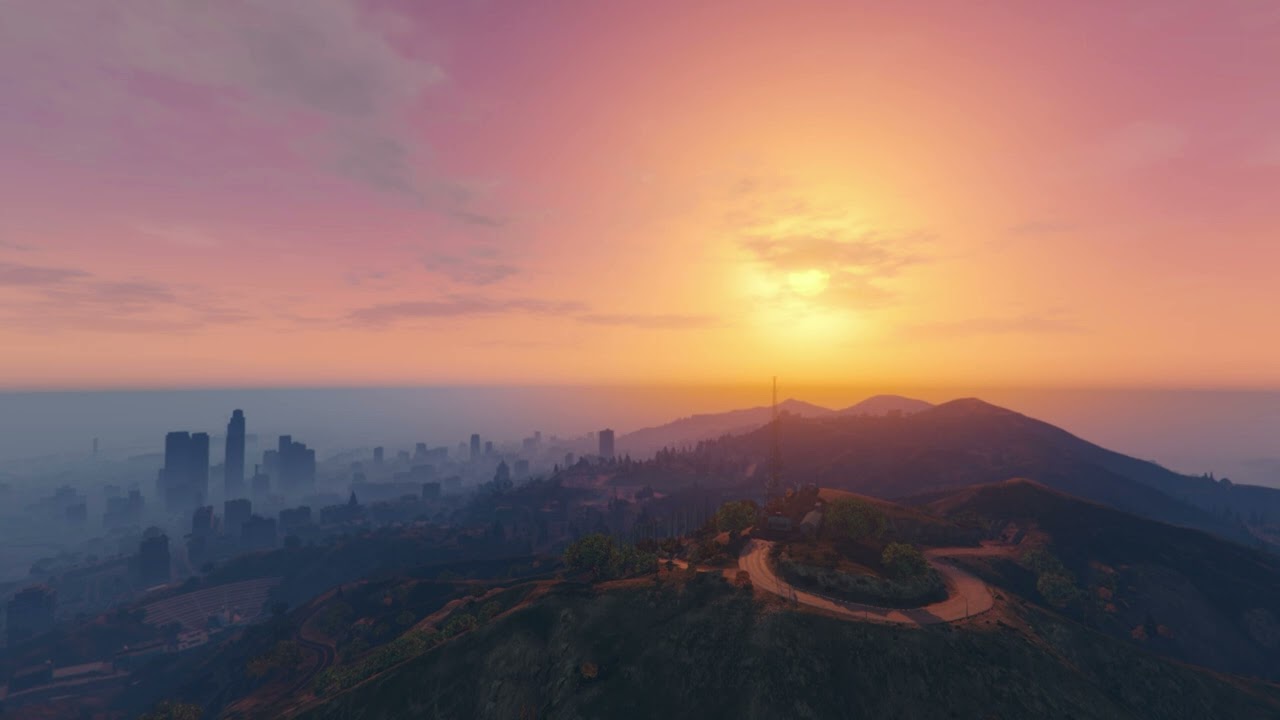 GTA 5 - View on Vinewood - High Quality UHD Live Wallpaper - Beautiful Sunset