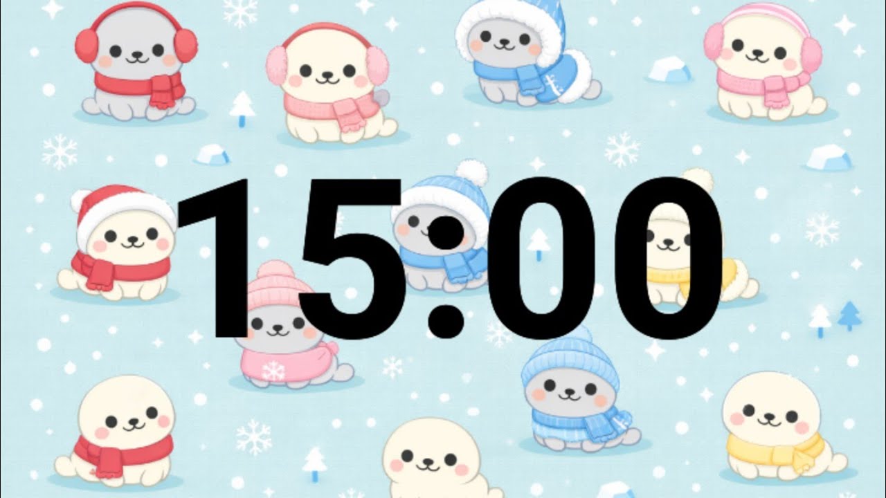 15-Minute Cute Winter Seal Timer ❄️ Cozy Focus Countdown