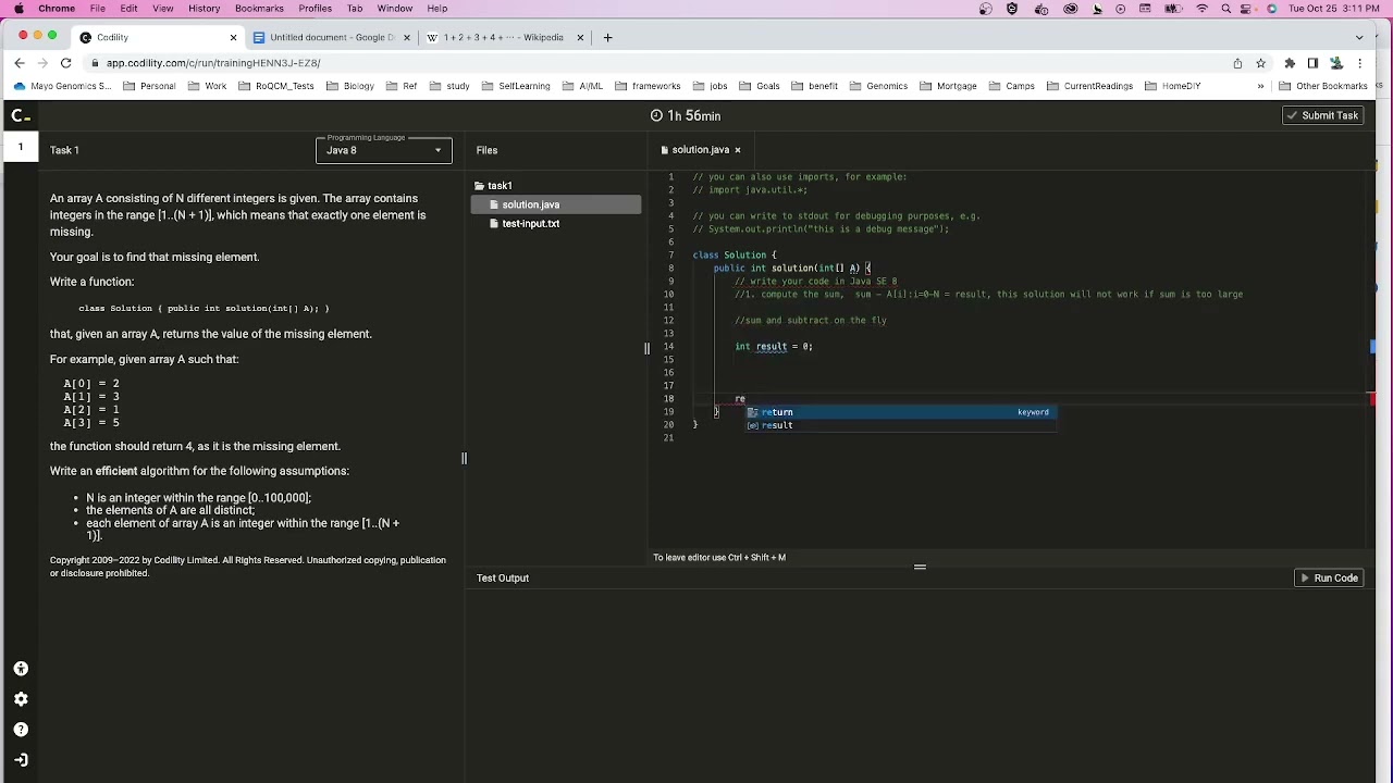 Codility Training Lesson 3 - PermMissingElem