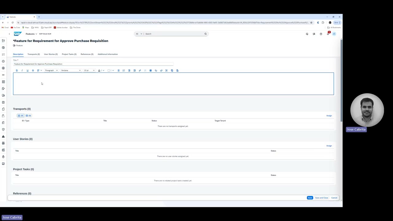 Cloud ALM - How to create a Feature