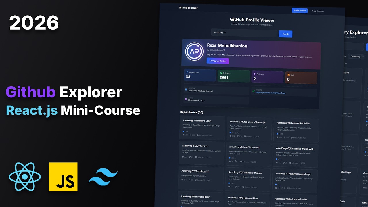 Advanced GitHub Profile & Repository Explorer — React.js + Tailwind CSS