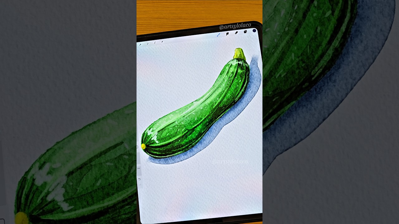 Simple Zucchini 💚 #procreate #shorts #art #watercolor