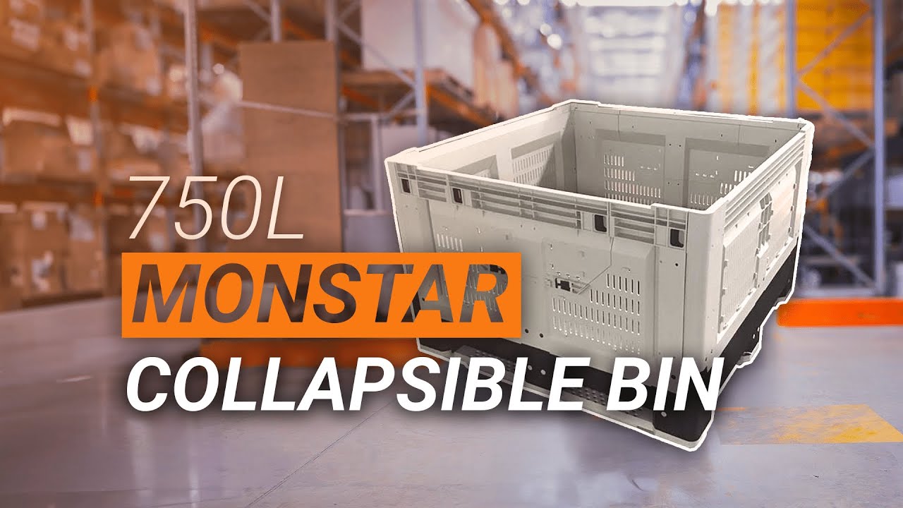 Monstar Collapsible Plastic Mega Bin - Space Saving Industrial Storage Solution