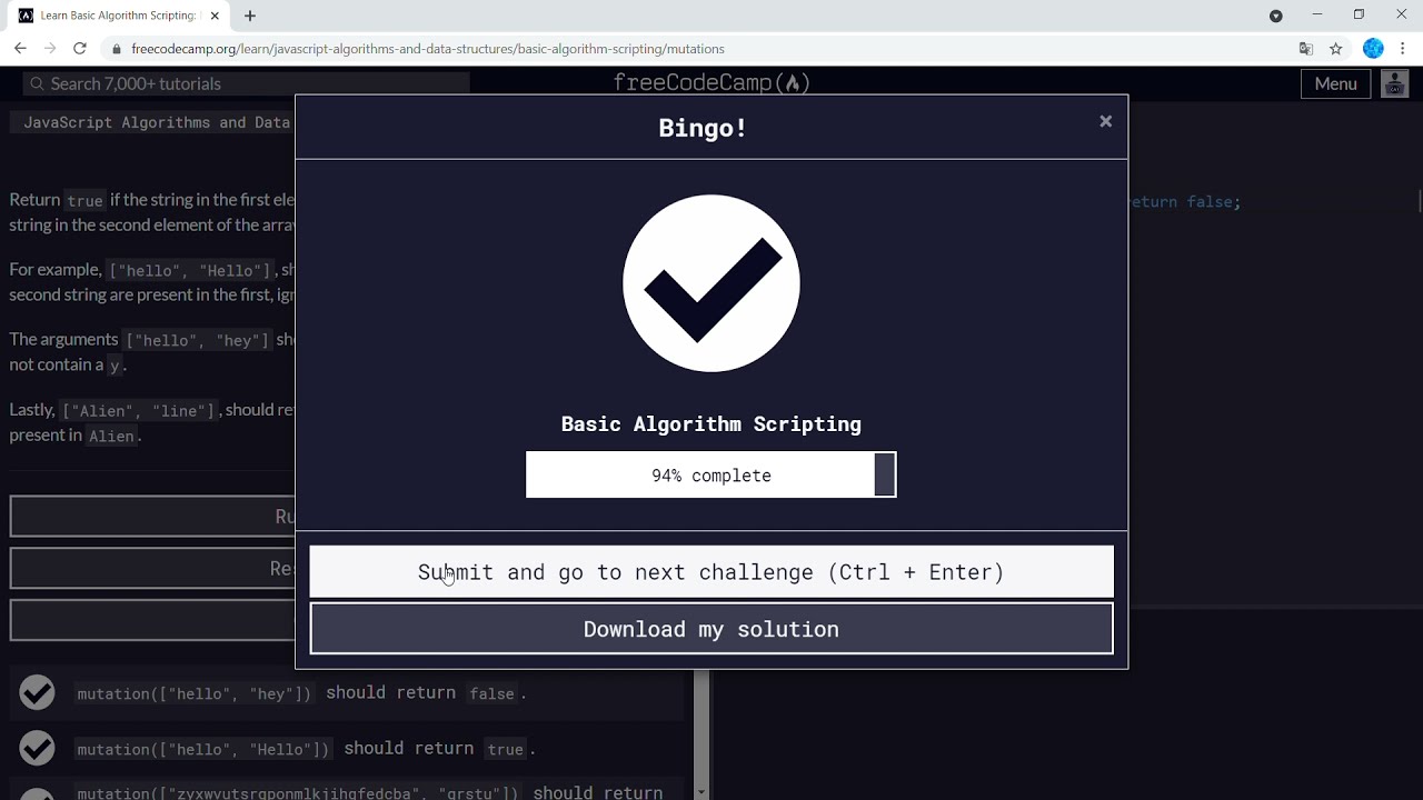 Basic Algorithm Scripting (15/16) | Mutations | freeCodeCamp