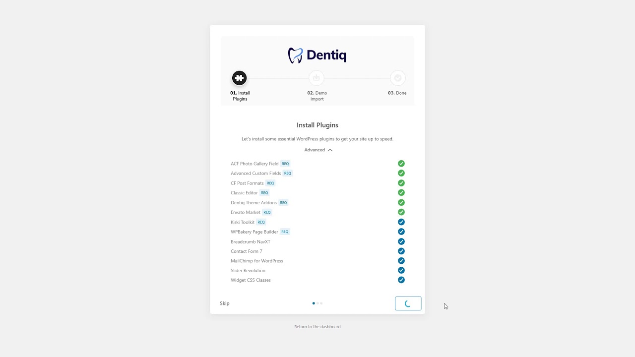 Dentiq - Theme Setup Wizard